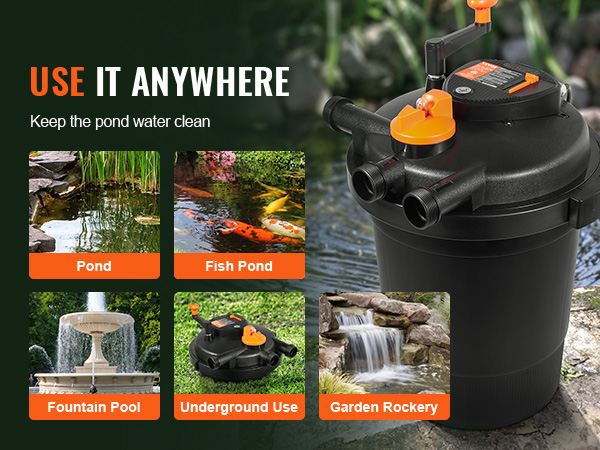VEVOR Bio Pressure Pond Filter, Up to 3200 Gallons, with 13W UV-C Light ...