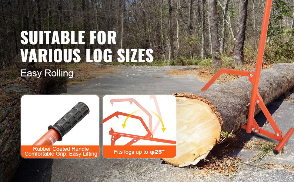 VEVOR Timberjack 46.5 in Heavy Duty Log Lifter for Max 25" Dia Logs ...