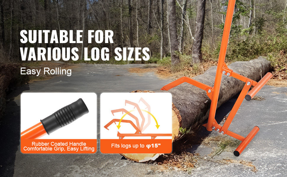 VEVOR Timberjack 46.5 in Heavy Duty Log Lifter for Max 15" Dia Logs ...