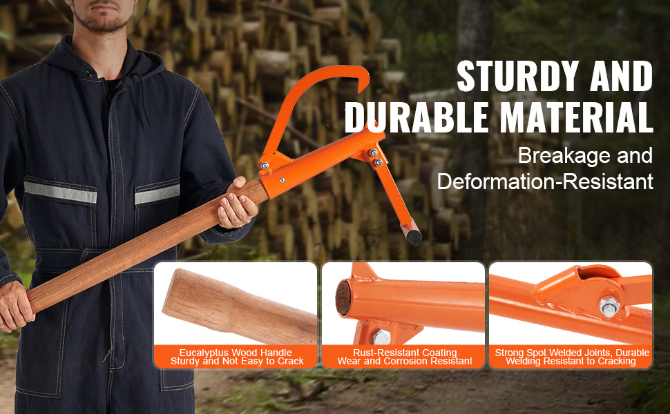 VEVOR Timberjack 46.5 in Heavy Duty Log Lifter Wooden Handle for Max 15 ...