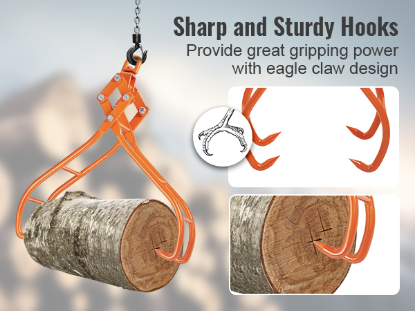 VEVOR Timber Claw Hook, 28 inch 4 Claw Log Grapple for Logging Tongs ...