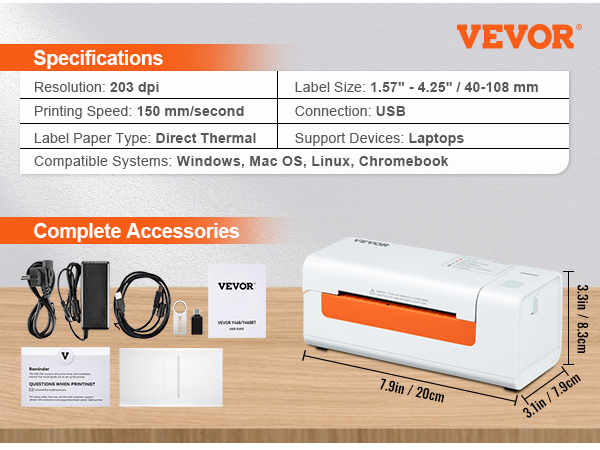VEVOR Thermal Label Printer, Shipping Label Printer for 4\" x 6 ...