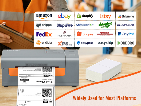 VEVOR Bluetooth Thermal Label Printer, Wireless Shipping Label Printer ...