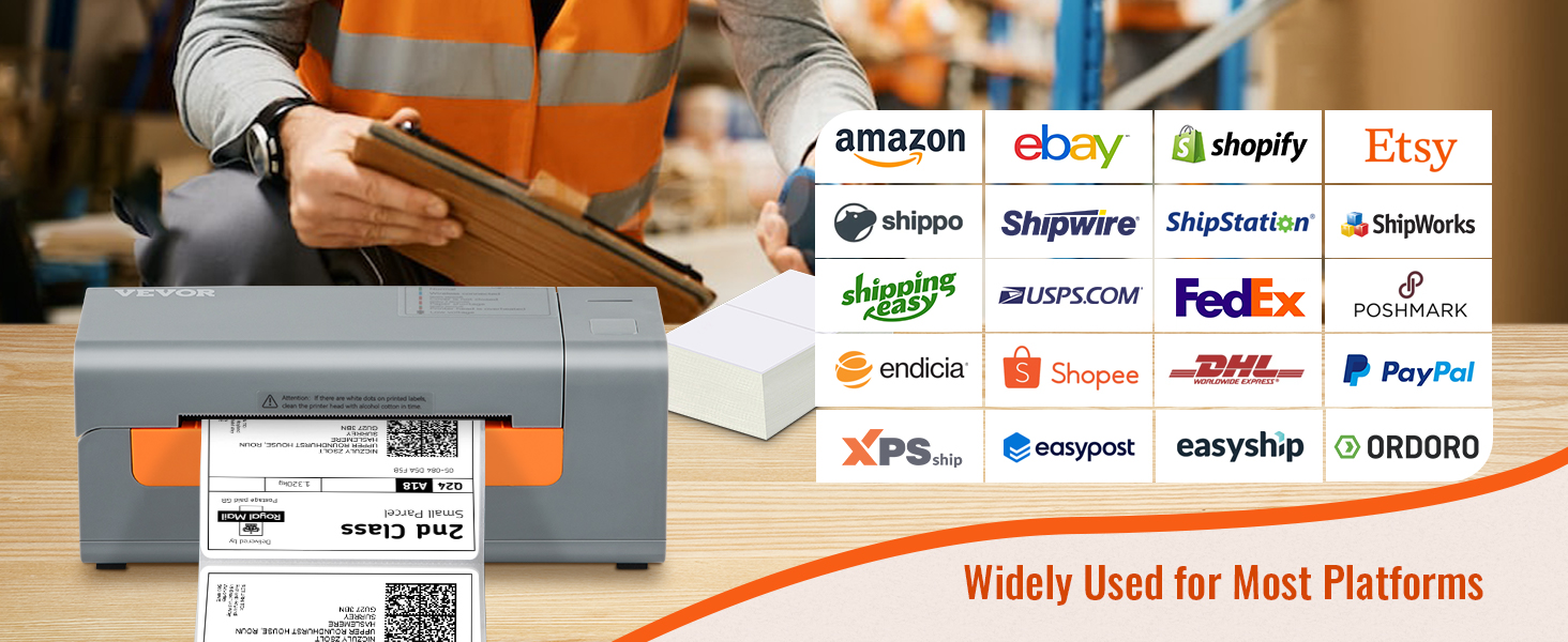 VEVOR Bluetooth Thermal Label Printer, Wireless Shipping Label Printer ...