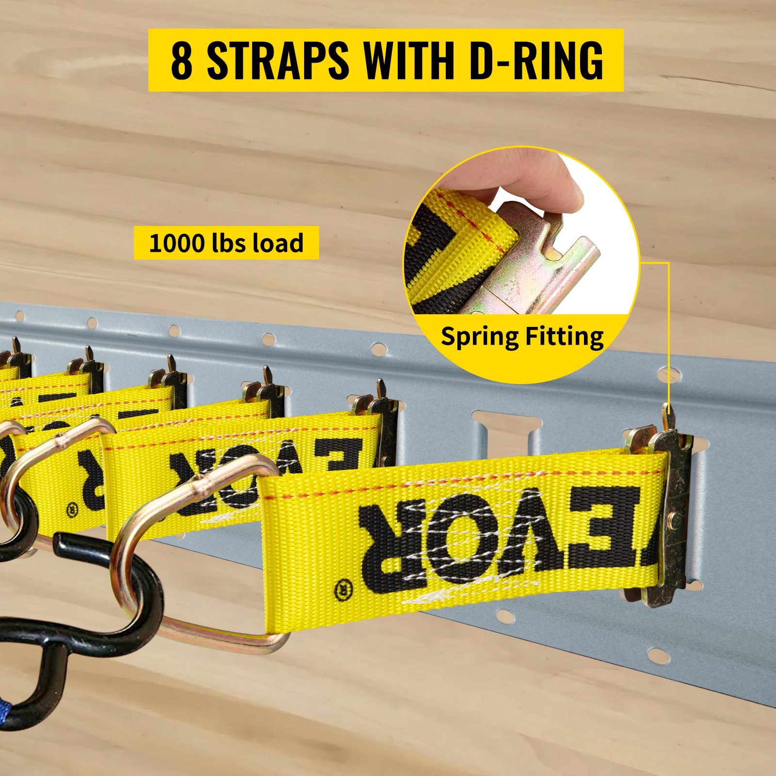 VEVOR E Track Tie-Down Rail Kit, 34PCS 5FT E-Tracks Set Includes 8 ...