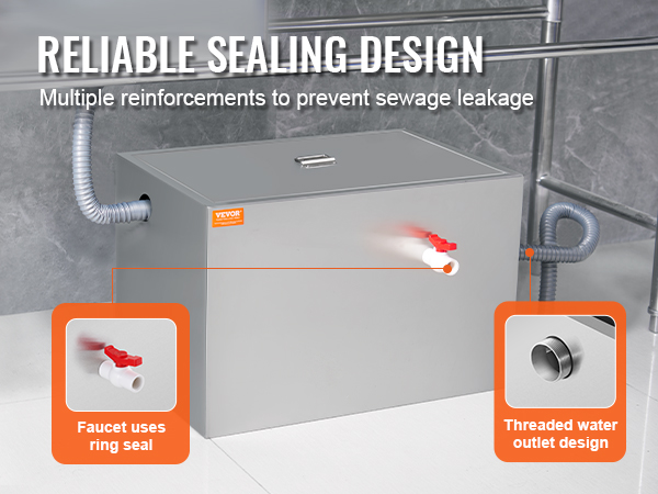 VEVOR Commercial Grease Trap, 40 LBS Grease Interceptor, Side Inlet ...