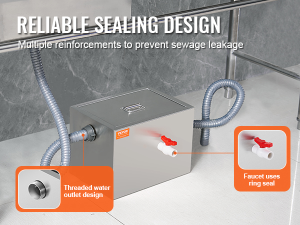 VEVOR Commercial Grease Trap, 8 LBS Grease Interceptor, Side Inlet ...