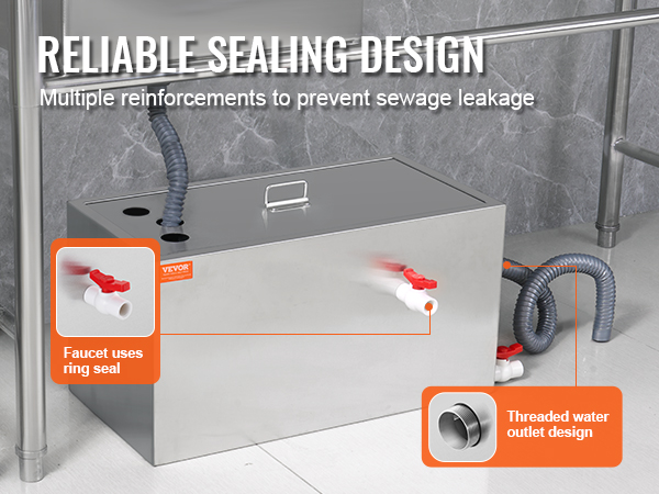 VEVOR Commercial Grease Trap, 25 LBS Grease Interceptor, Top Inlet ...