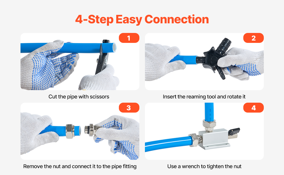 VEVOR Air Compressor Line Kit 3/4'' x 300FT HDPE/Aluminum Air Piping ...