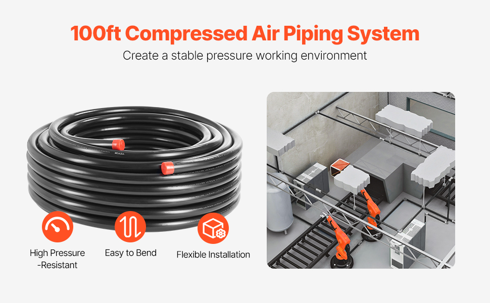 Air Compressor Line Kit 3/4'' x 100FT HDPE/Aluminum Shop Air Piping ...
