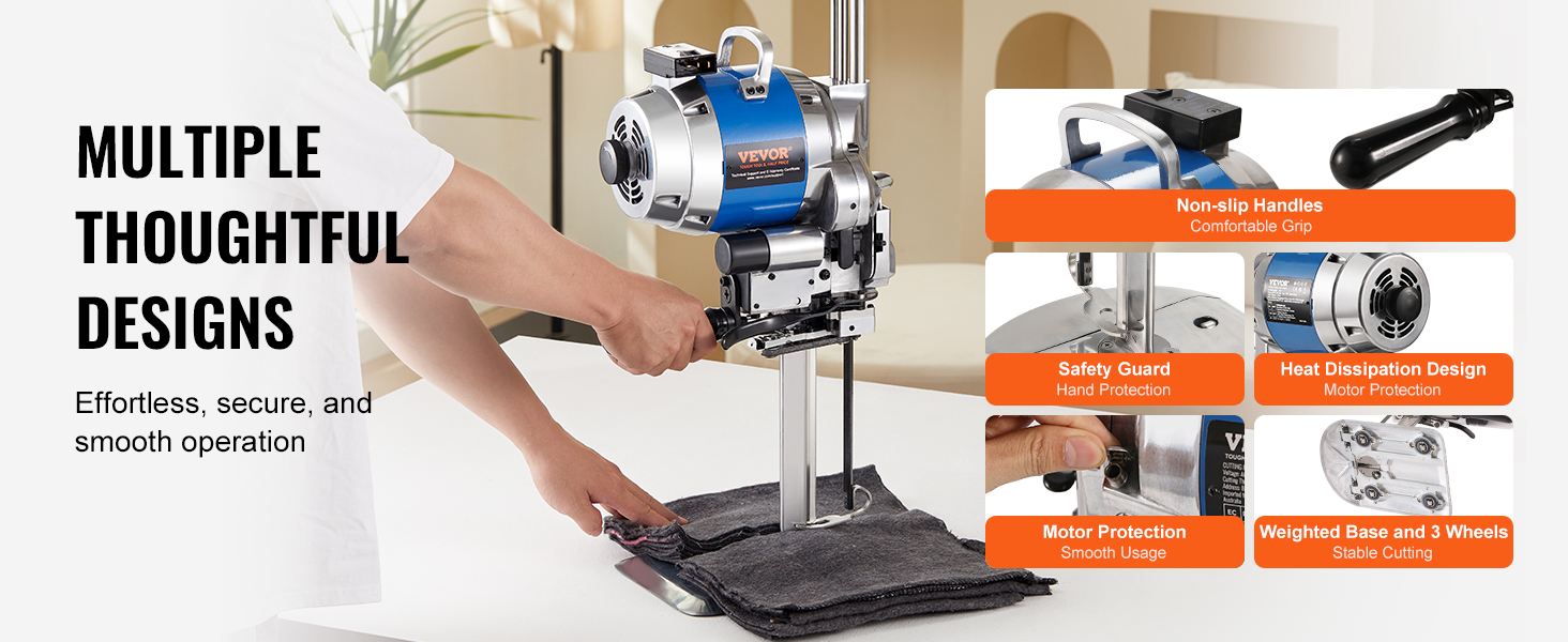 VEVOR Fabric Cutter, 750W High-Speed Straight Knife Cloth Cutting ...