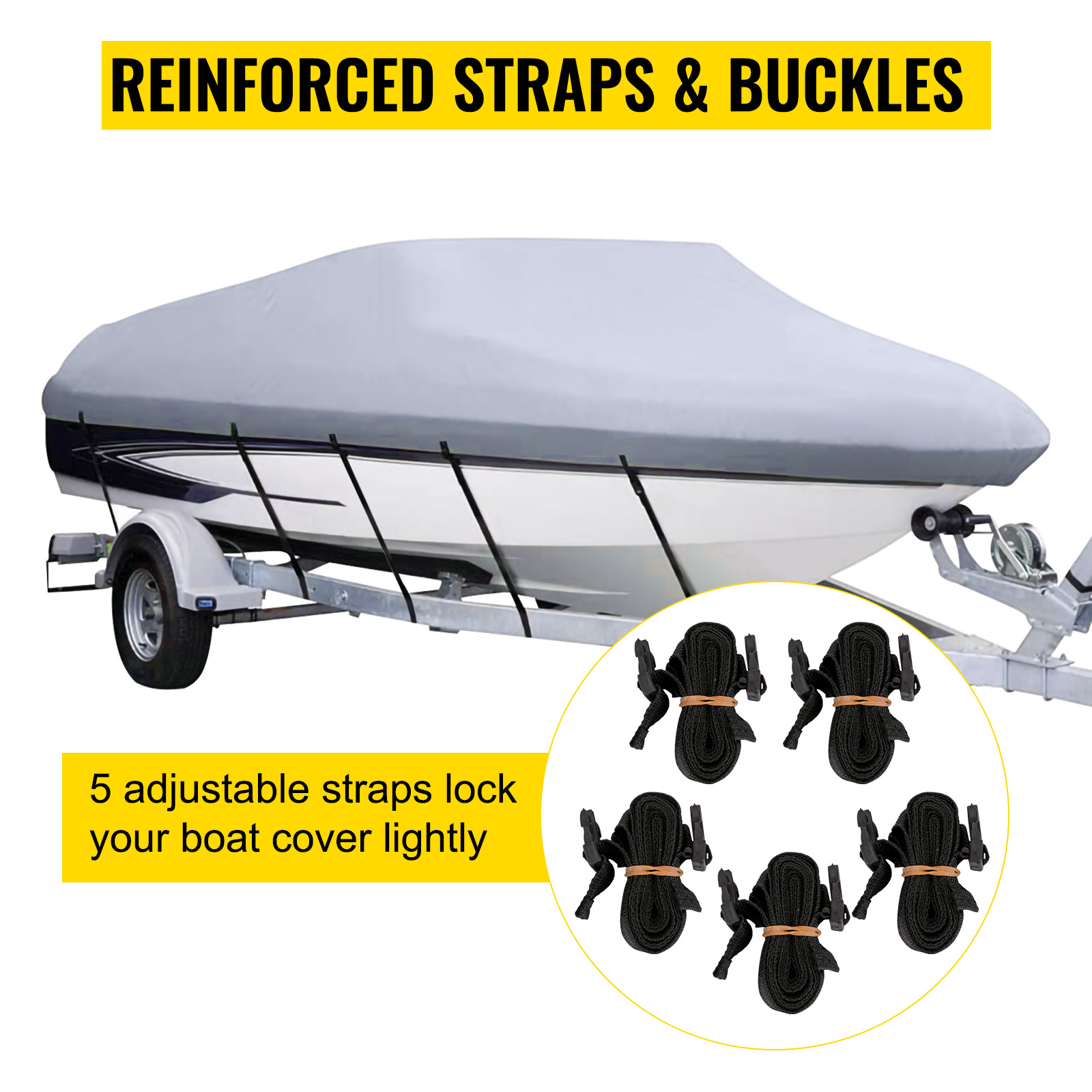 VEVOR Waterproof Boat Cover, 14'-16' Trailerable Boat Cover, Beam Width ...