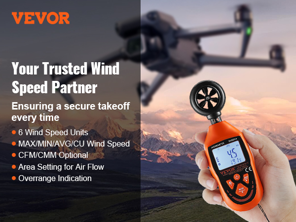 VEVOR Handheld Anemometer, 14℉-113℉, Digital Wind Speed Meter Gauge ...
