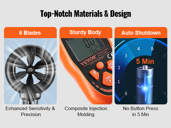 VEVOR Handheld Anemometer, 14℉-113℉, Digital Wind Speed Meter Gauge ...