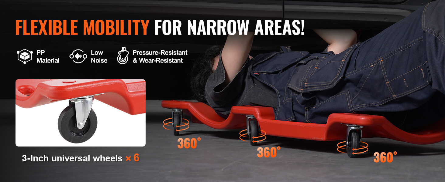 VEVOR 40 in Mechanic Plastic Creeper Automotive Rolling Garage 350 lbs ...