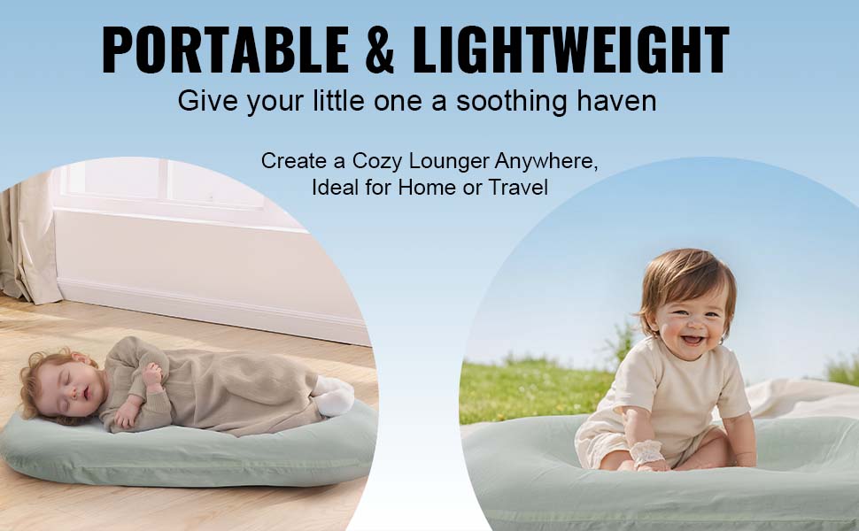 VEVOR Baby Infant Lounger 100% Cotton Soft Newborn Nest Sleeper with 2 ...