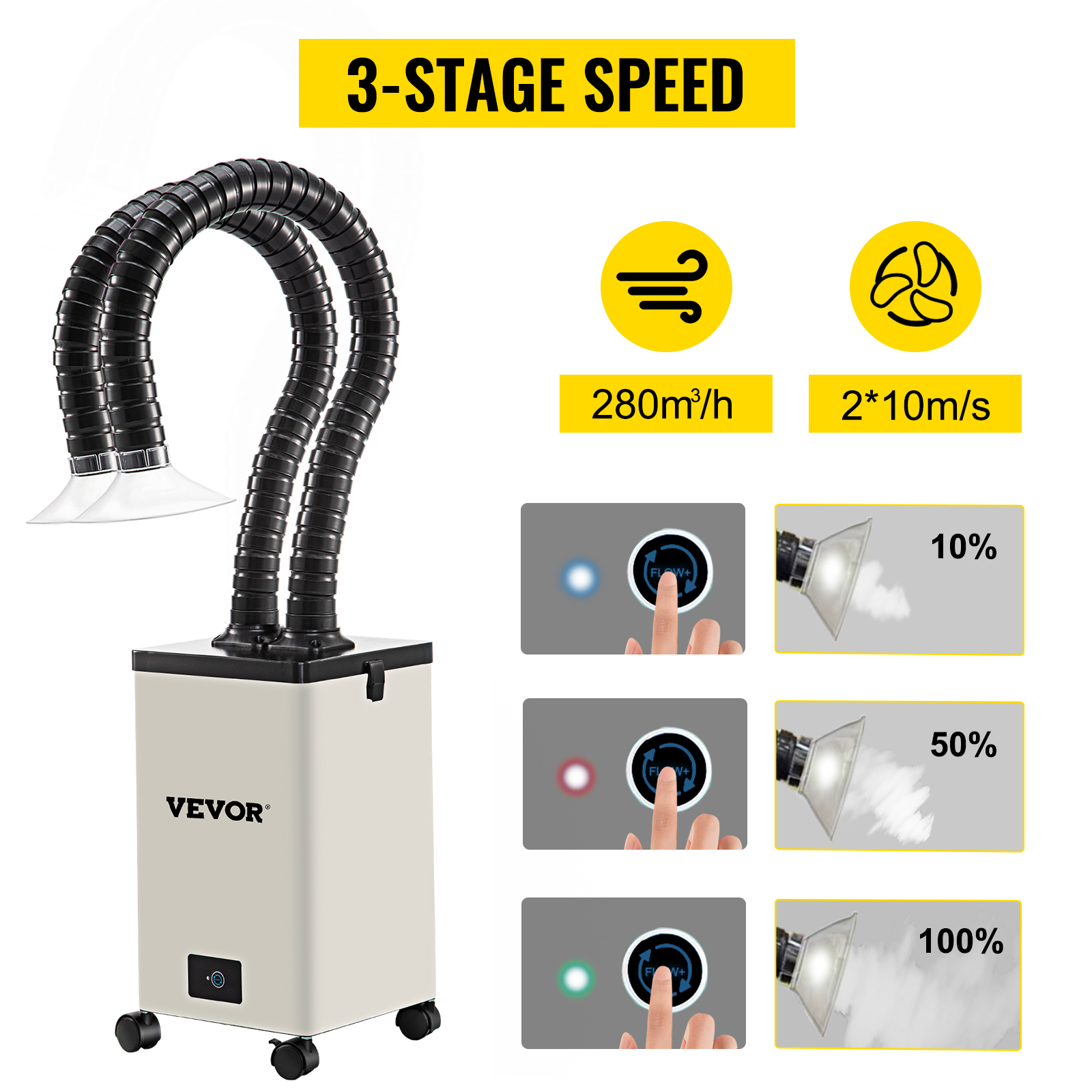 VEVOR Extractor de humo de soldadura, 150 W 165 CFM Extractor de humo ...