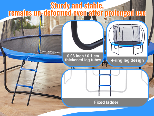VEVOR 12FT Trampoline, 400 lbs Trampoline with Enclosure Net, Ladder ...