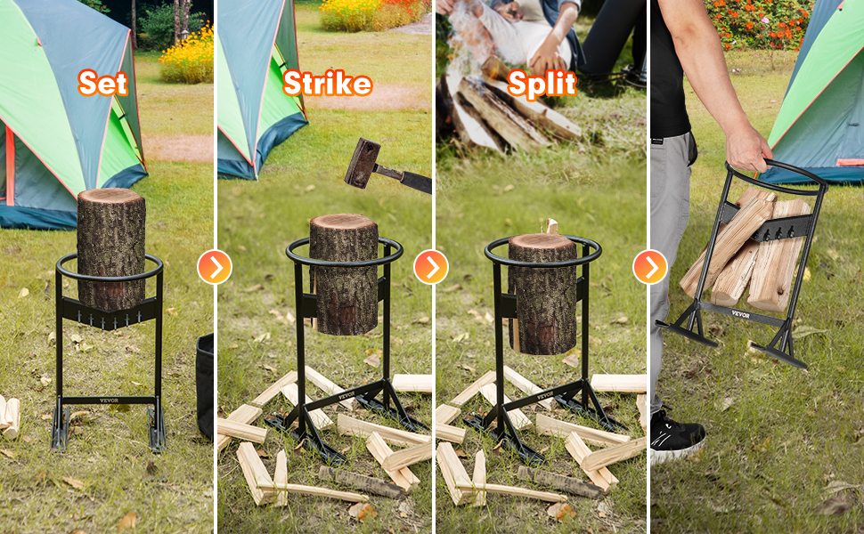 VEVOR Firewood Kindling Splitter, 9''x17'' XL Wood Splitter, Unique V ...