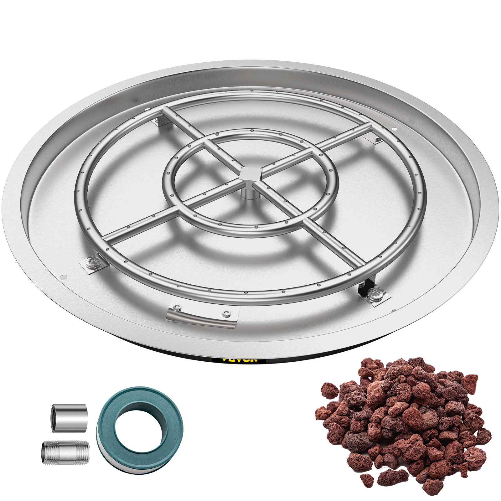 VEVOR Drop in Fire Pit Pan, 31" x 31" Round Fire Pit Burner, Stainless ...