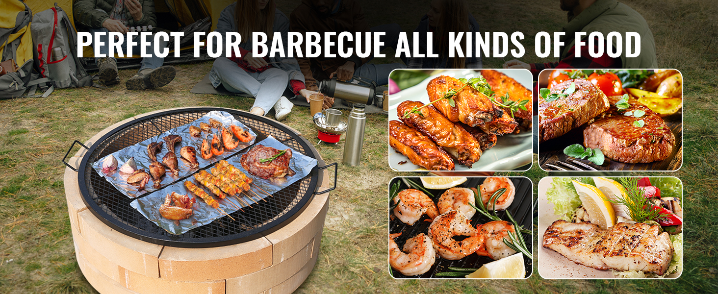 VEVOR X-Marks Fire Pit Grill Grate, Round Cooking Grate, Heavy Duty ...