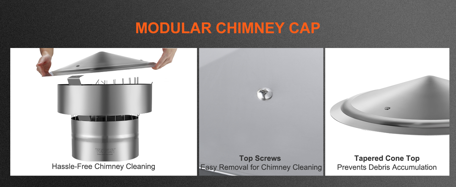 VEVOR Chimney Cap, 6 inch, 304 Stainless Steel Round Roof Rain Cap, 11. ...