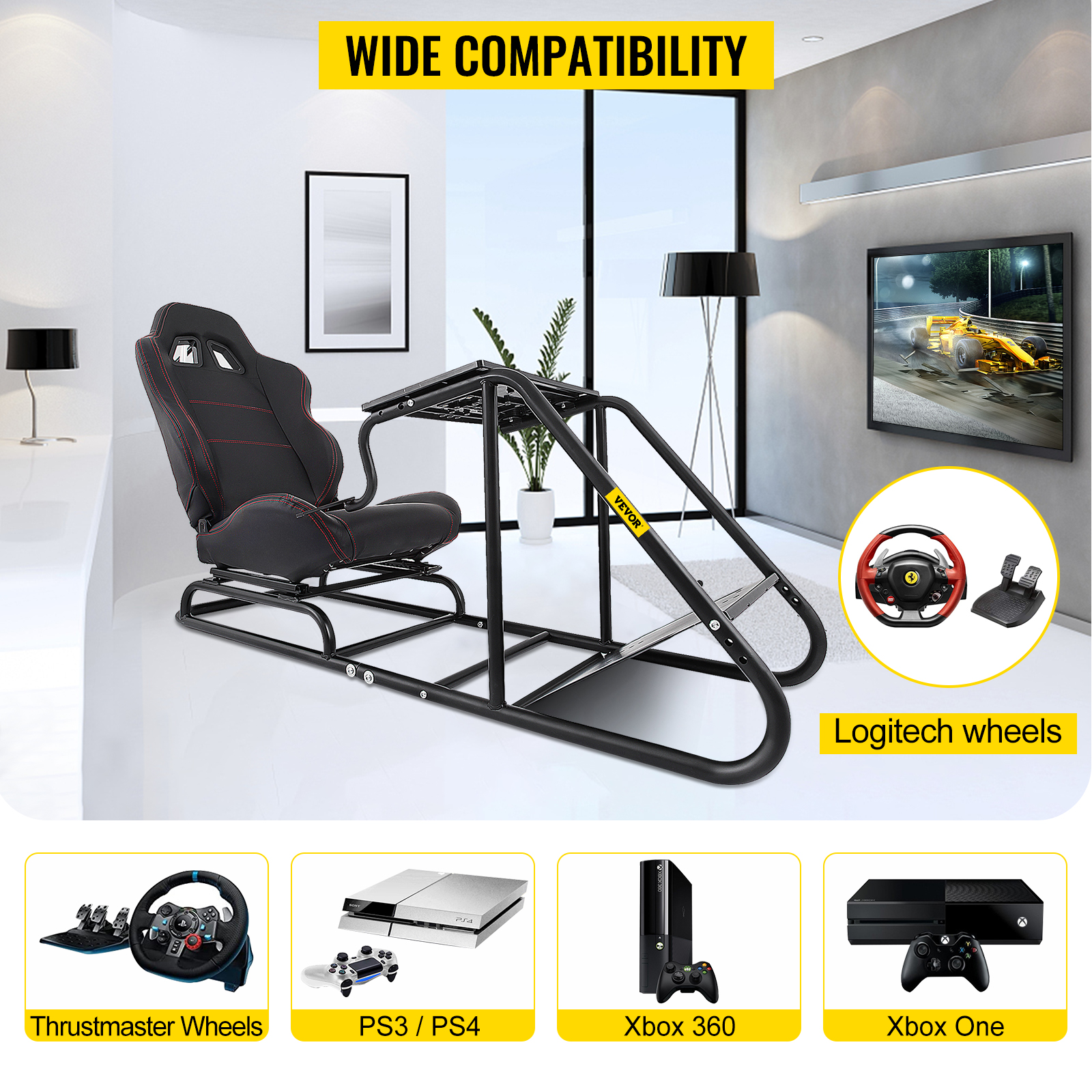 VEVOR Racing Simulator Sim Race Cockpit Driving Seat Gaming Chair voor ...