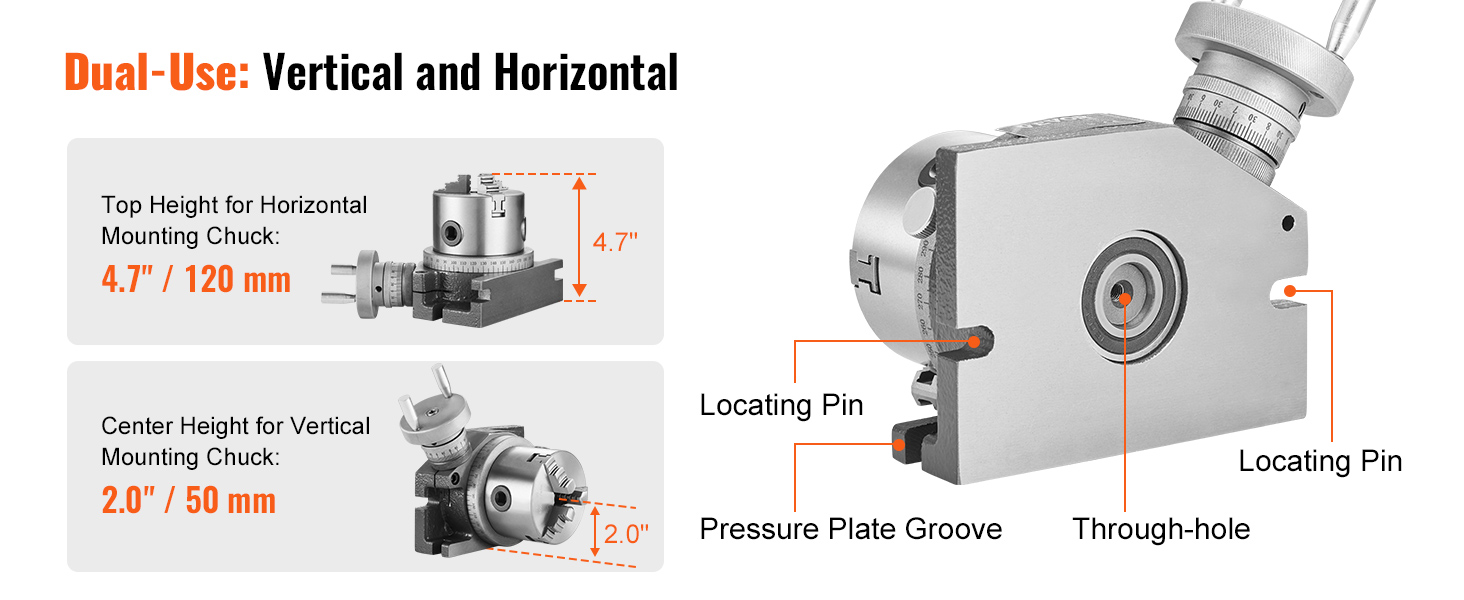 VEVOR Rotary Table for Milling Machines, 4''/ 100 mm, Horizontal ...