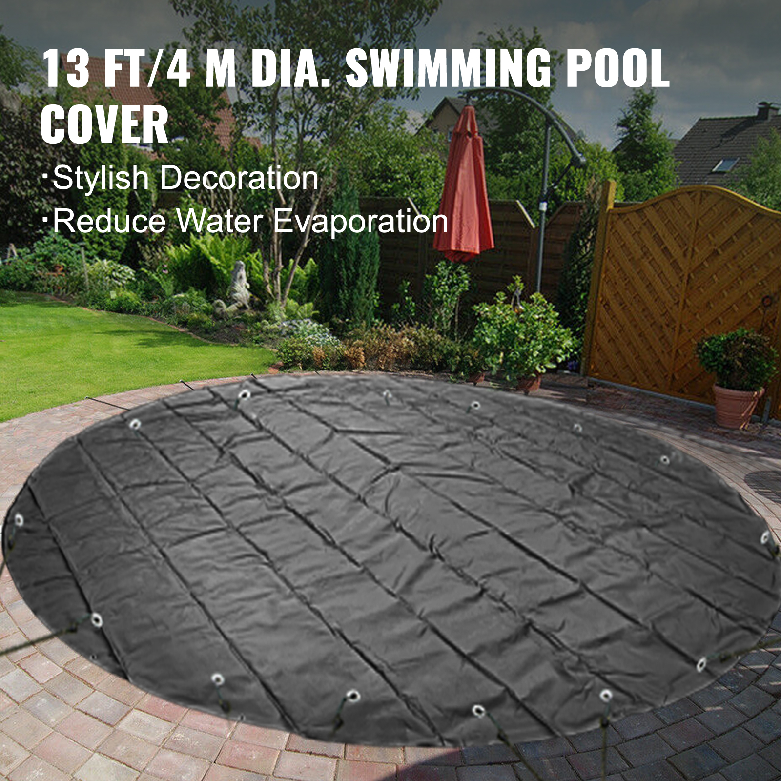 VEVOR Pool Safety Cover, 13 ft Dia. In-ground Pool Cover, Charcoal PVC ...