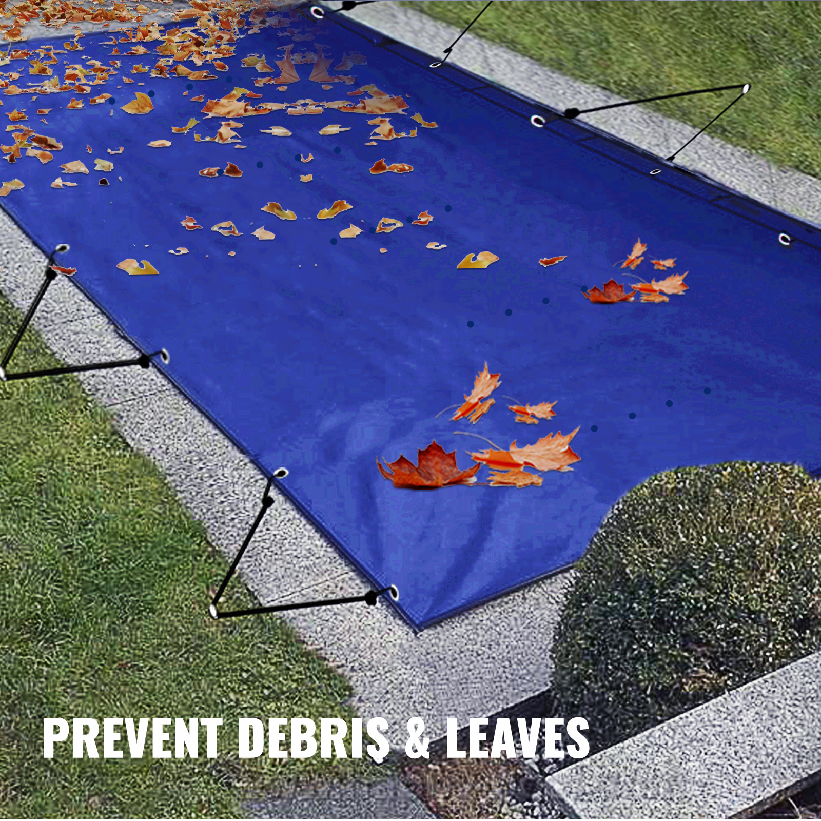 VEVOR Pool Safety Cover, 13x26 ft In-ground Pool Cover, Blue PVC Pool ...
