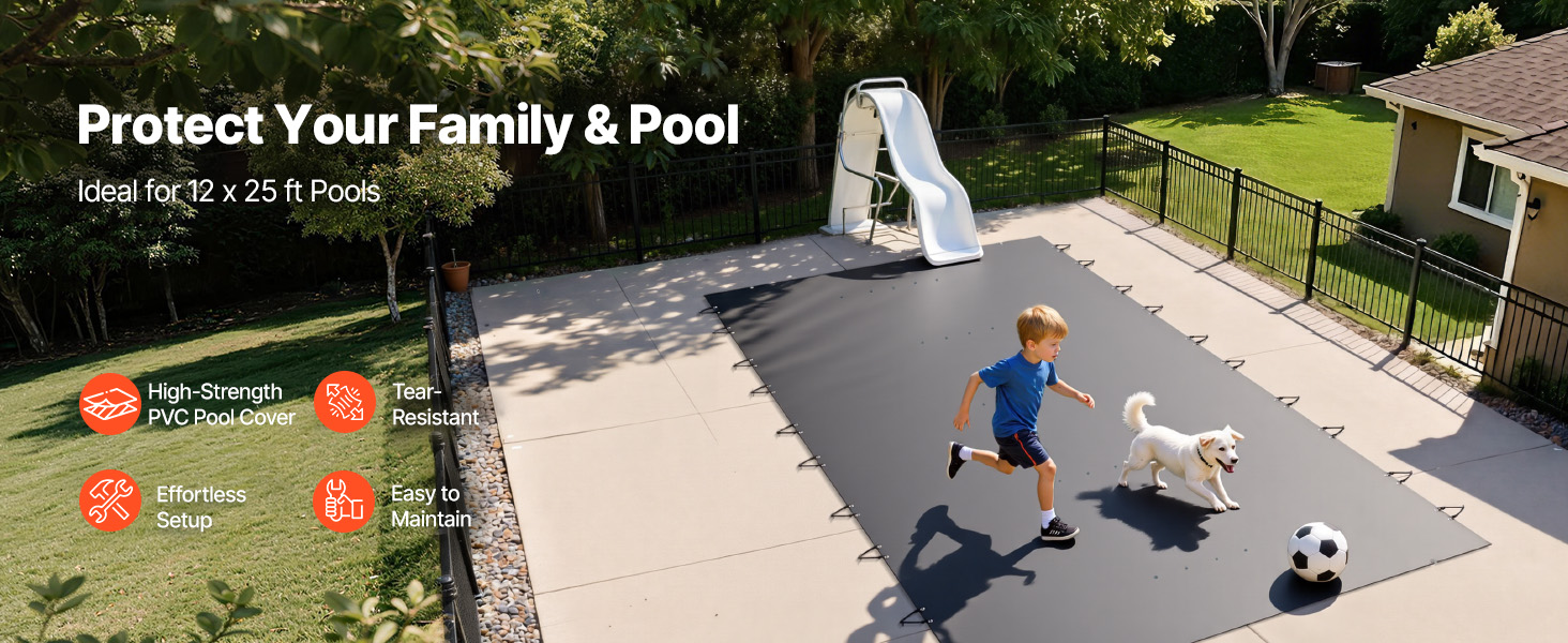 VEVOR Pool Safety Cover Fits 12x25ft Rectangle Inground Pools Safety ...