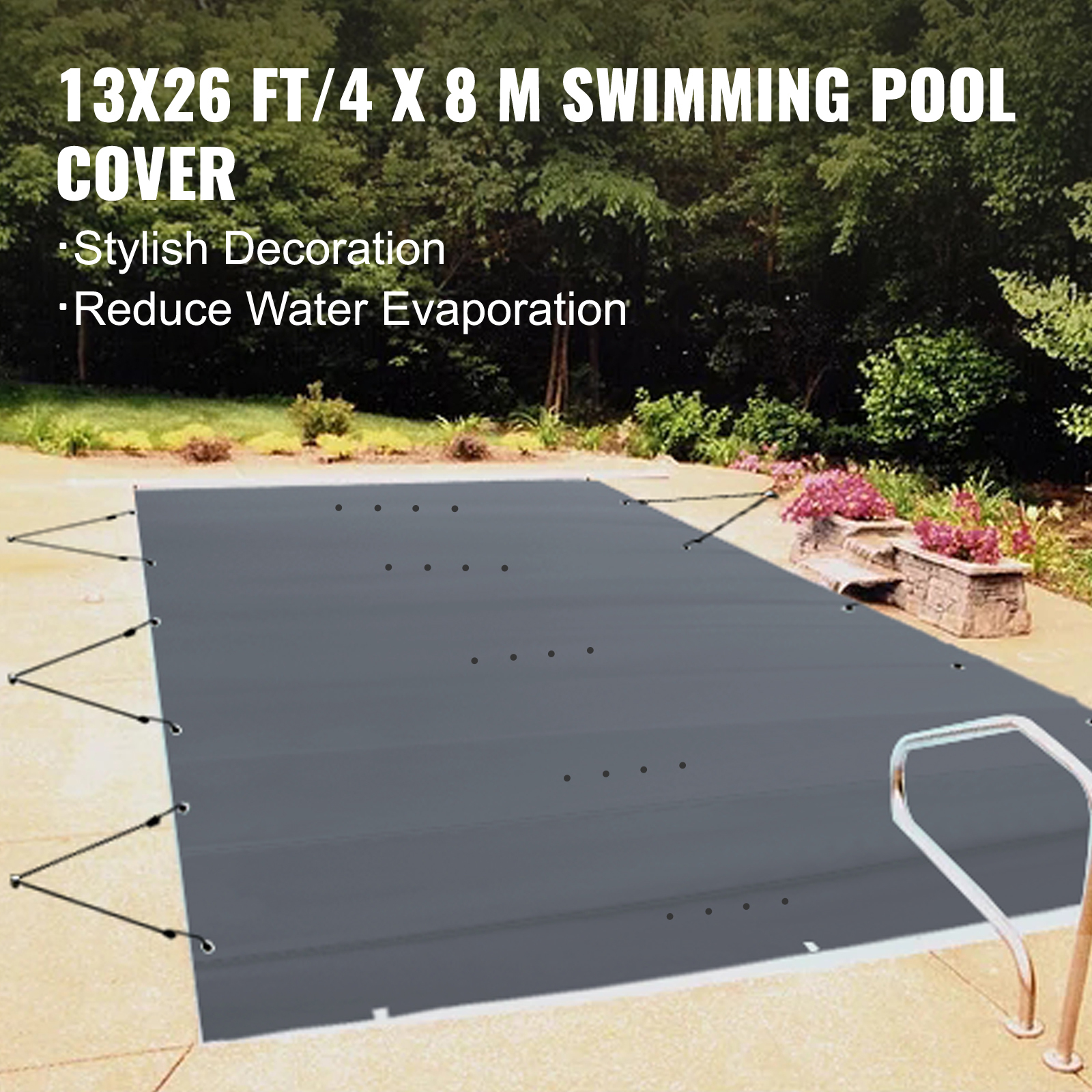 VEVOR Pool Safety Cover, 13x26 ft In-ground Pool Cover, Charcoal In ...