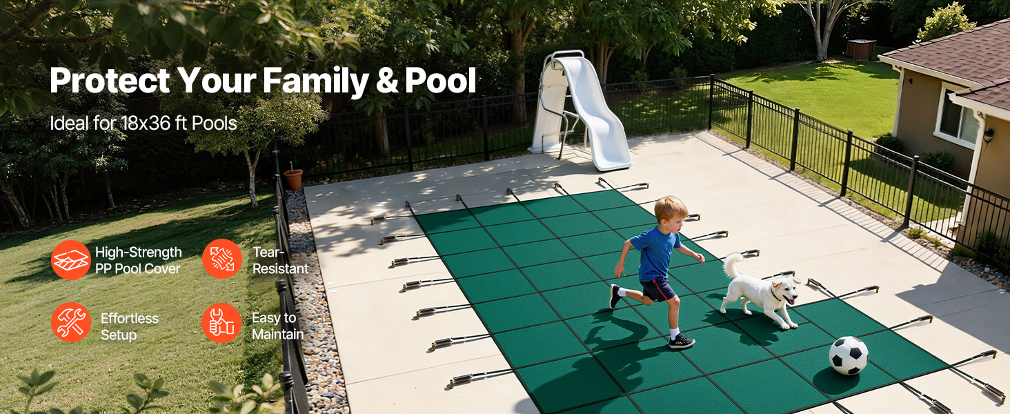 VEVOR Inground Pool Safety Cover, 20 ft x 38 ft Rectangular Winter Pool ...