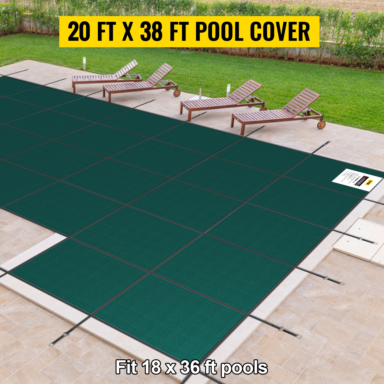 VEVOR Inground Pool Safety Cover, 20 ft x 38 ft Rectangular Winter Pool ...
