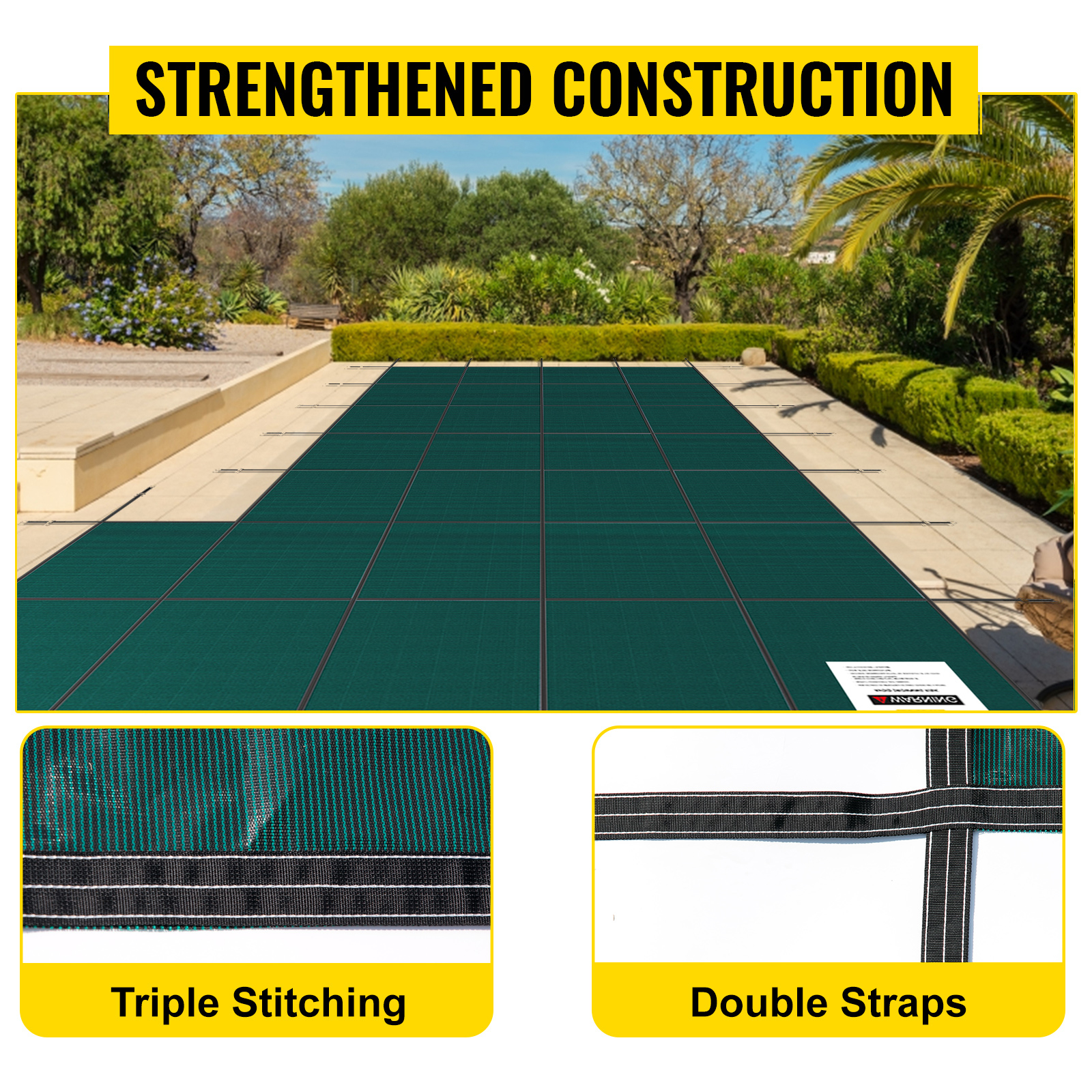 VEVOR Inground Pool Safety Cover, 20 ft x 38 ft Rectangular Winter Pool ...