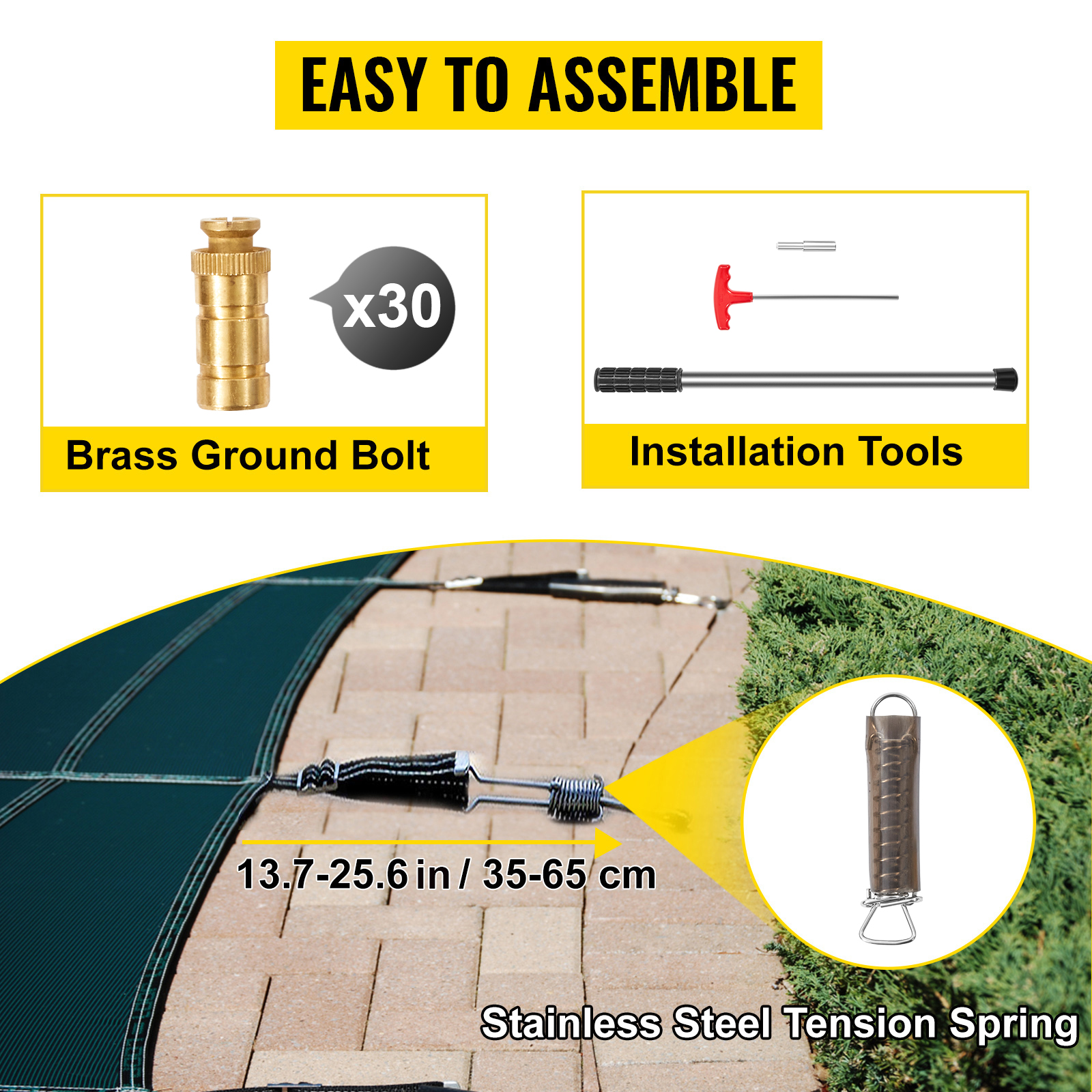 VEVOR Inground Pool Safety Cover, 20 ft x 38 ft Rectangular Winter Pool ...