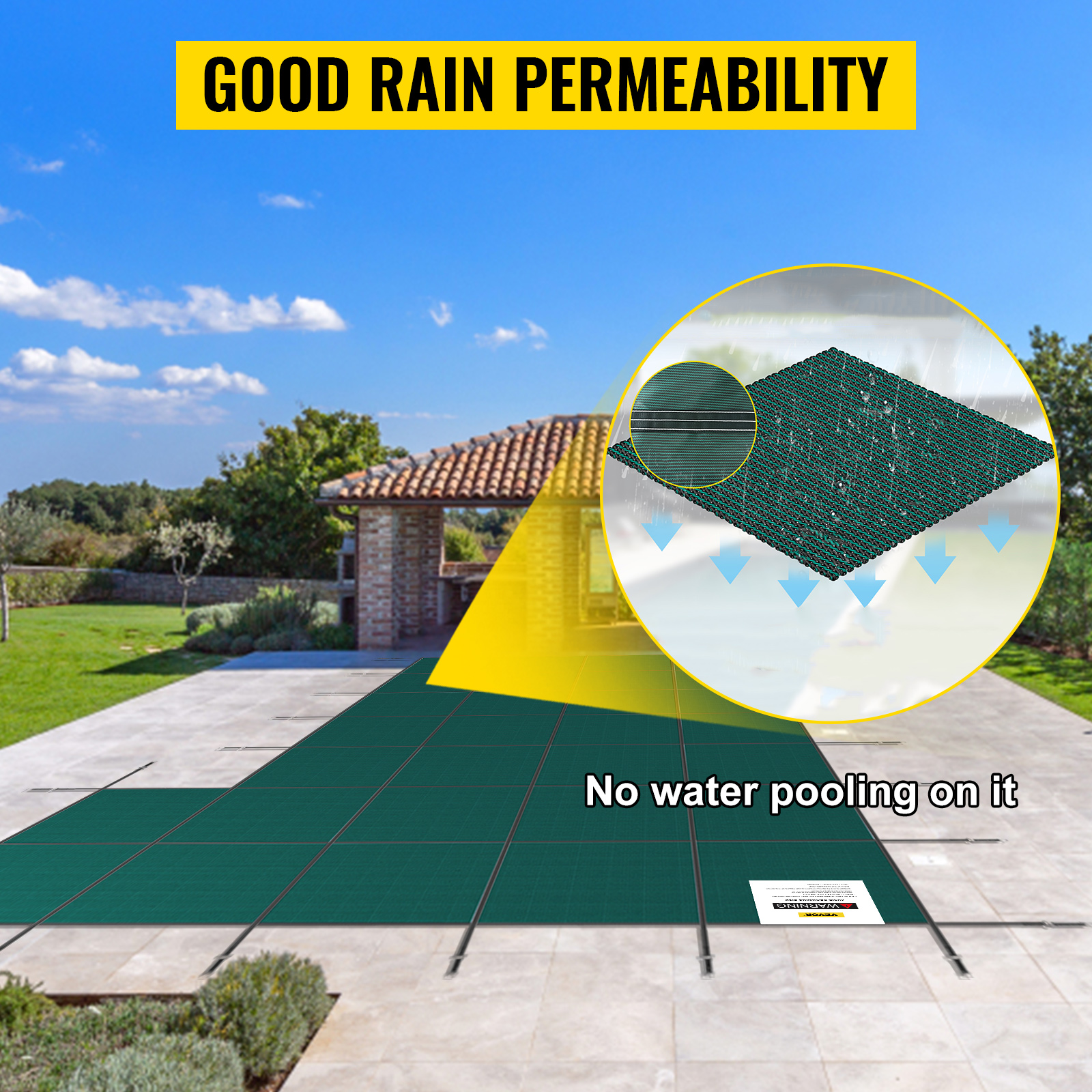 VEVOR Inground Pool Safety Cover, 20 ft x 38 ft Rectangular Winter Pool ...