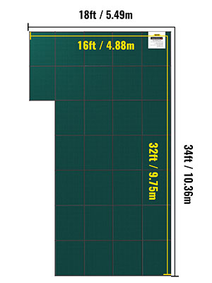 VEVOR Inground Pool Safety Cover, 18 ft x 34 ft Rectangular Winter Pool ...