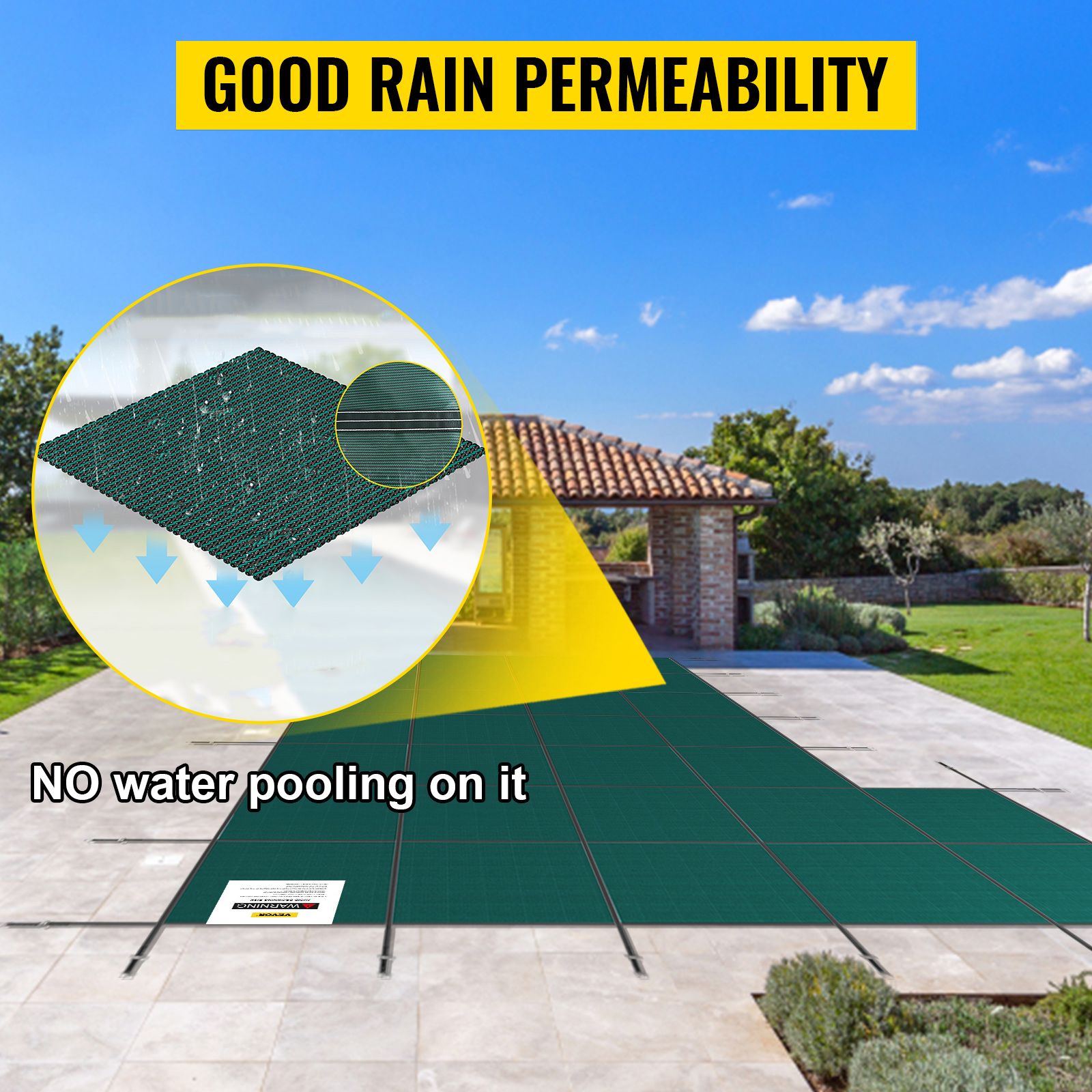 VEVOR Inground Pool Safety Cover, 18 ft x 34 ft Rectangular Winter Pool ...