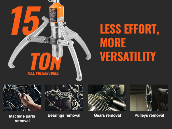 VEVOR Hydraulic Gear Puller, 15 Ton Max Capacity Wheel Bearing Pulling ...