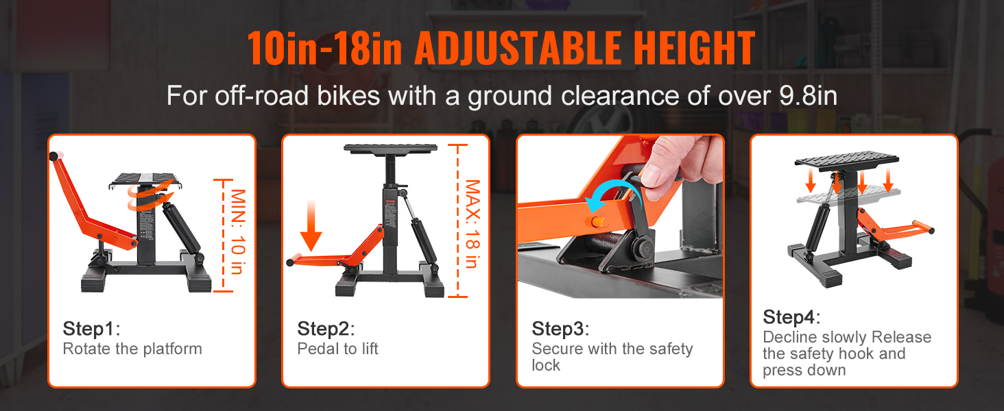 VEVOR Dirt Bike Lift Stand, Motorcycle Jack Lift Stand 440 lbs Capacity ...