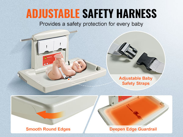 VEVOR Wall-Mounted Baby Changing Station, Horizontal Foldable Diaper ...