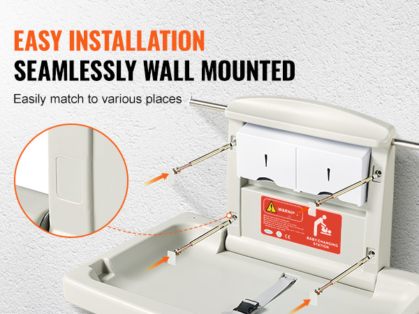 VEVOR Wall-Mounted Baby Changing Station, Horizontal Foldable Diaper ...