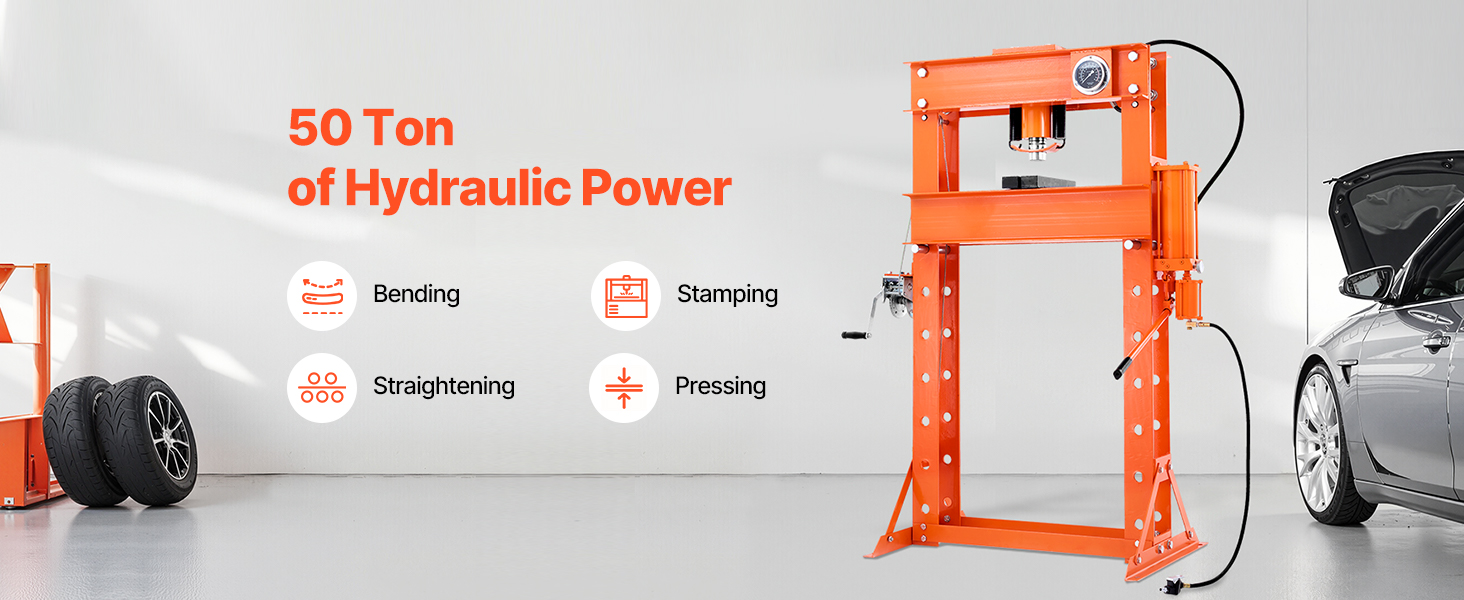 VEVOR 50 T Hydraulic Shop Press Hydraulic Press with Press Plate for ...