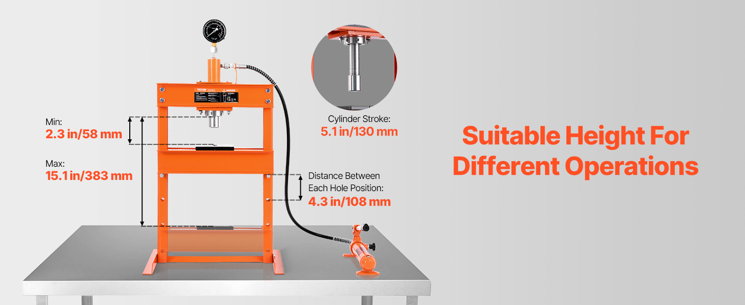 VEVOR 10 T Hydraulic Shop Press Hydraulic Press with Press Plate for ...