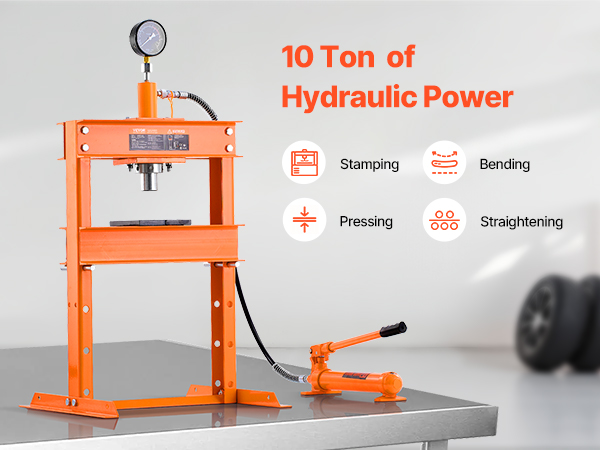 VEVOR 10 T Hydraulic Shop Press Hydraulic Press with Press Plate for ...