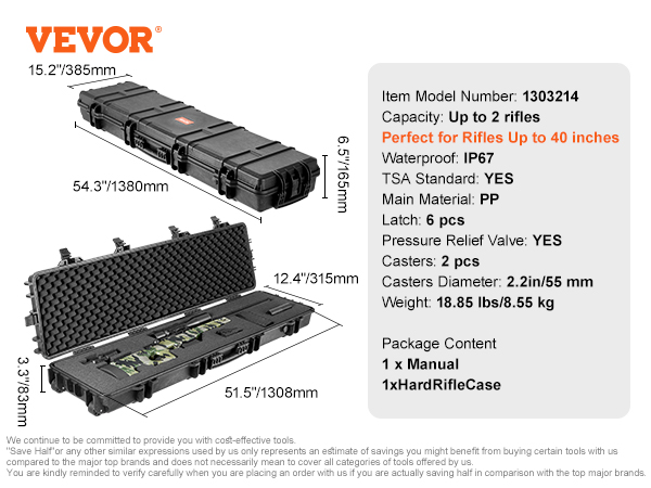 VEVOR Tactical Range Case, Outdoor Tactical Hard Case with 3 Layers ...