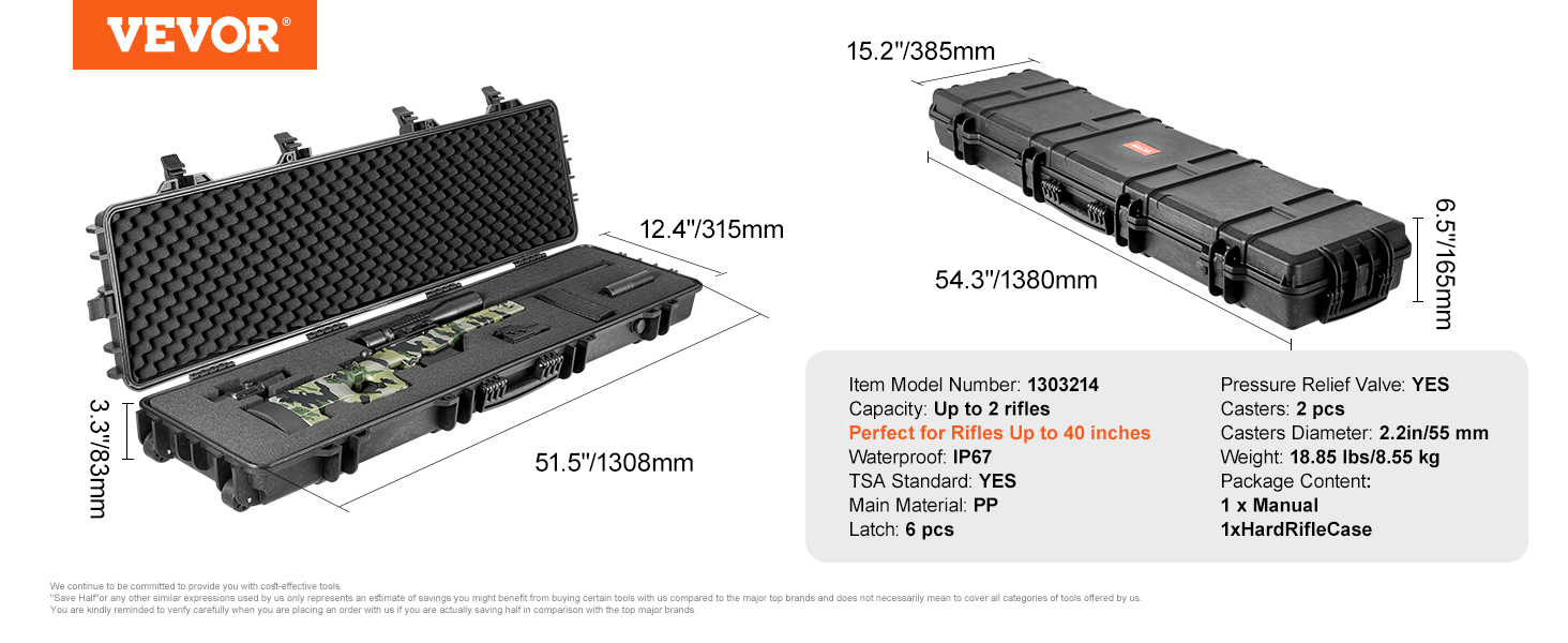 VEVOR Tactical Range Case, Outdoor Tactical Hard Case with 3 Layers ...