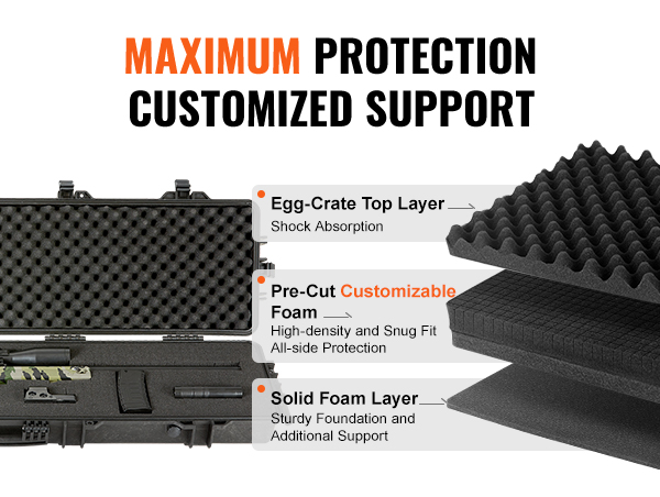 VEVOR Tactical Range Case, Outdoor Tactical Hard Case with 3 Layers ...