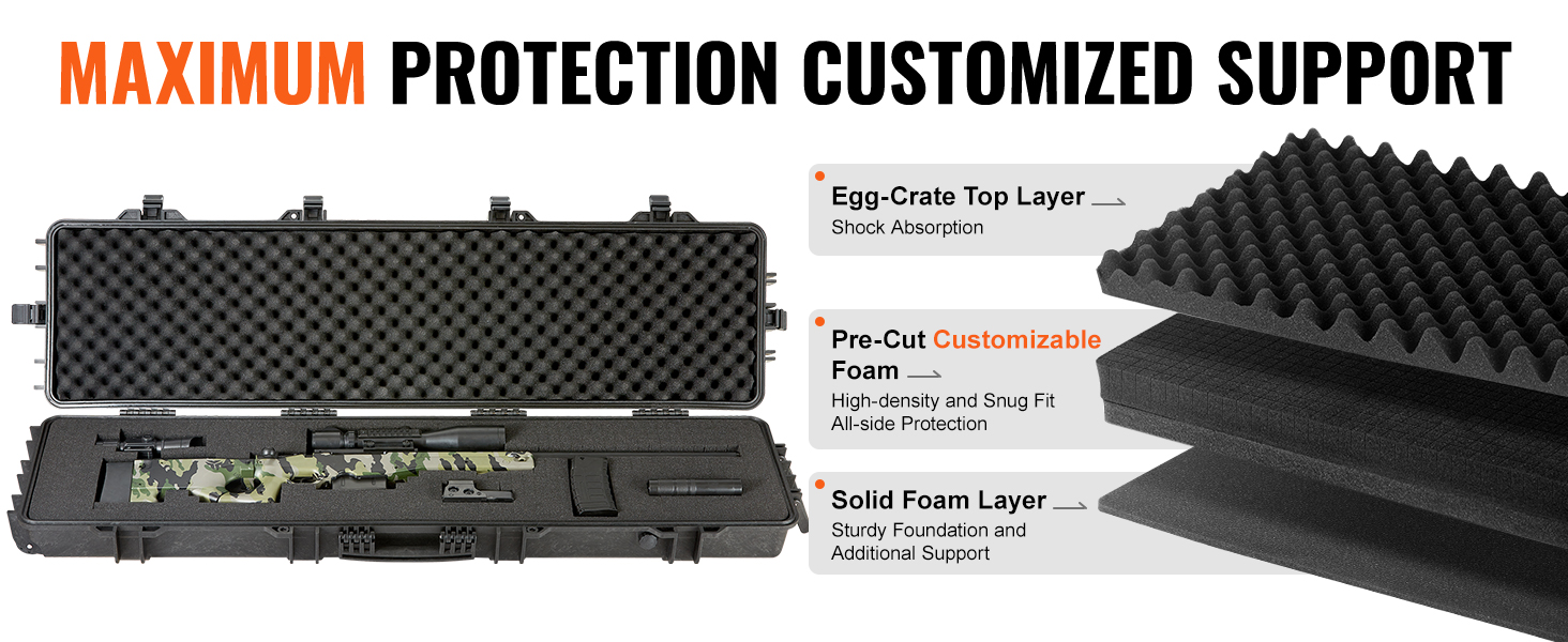 VEVOR Tactical Range Case, Outdoor Tactical Hard Case with 3 Layers ...